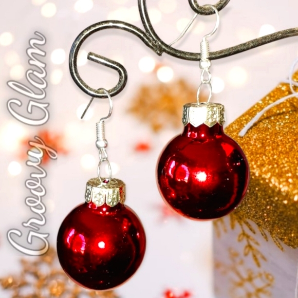 Groovy Glam | Jewelry | Groovy Glam Red Mini Ornament Earrings | Poshmark